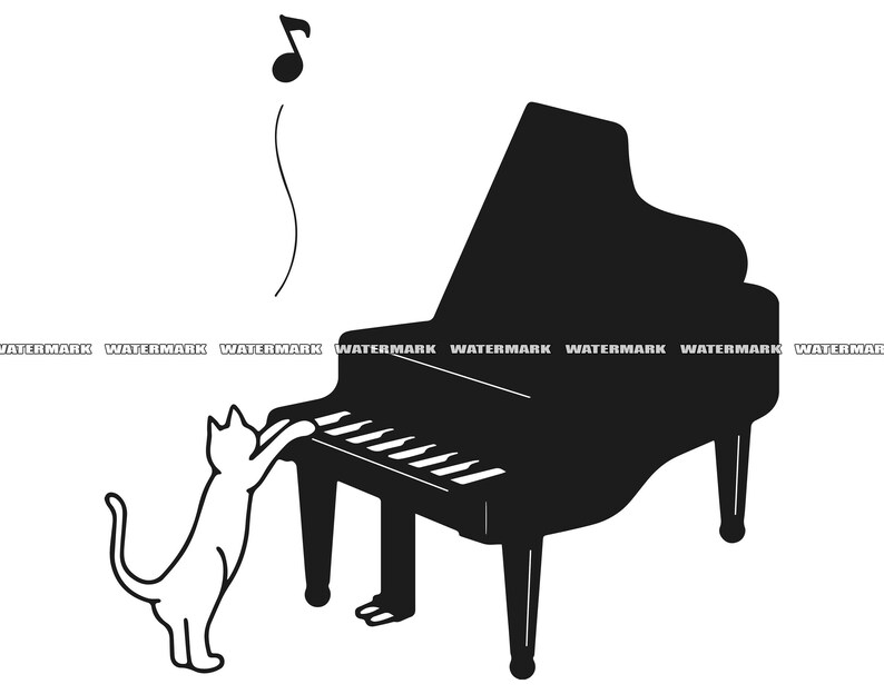 Cat Piano SVG, Cat Piano Cut File, Cat Piano DXF, Cat Piano PNG, Cat ...