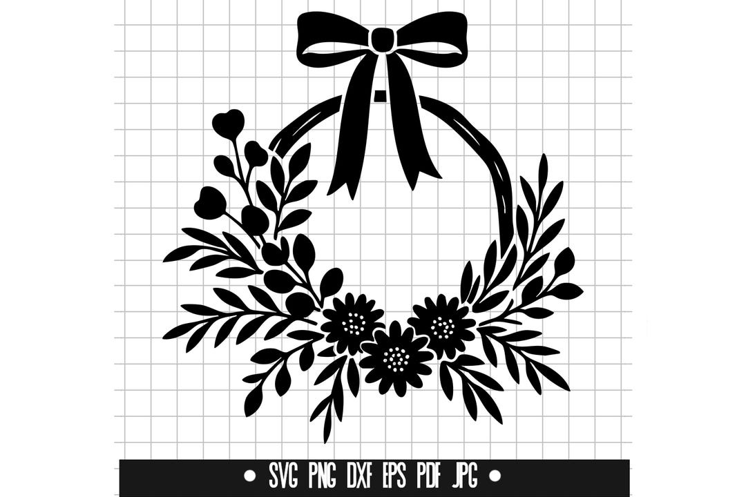Floral Wreath SVG, Floral Wreath DXF, Floral Wreath PNG, Floral Wreath ...