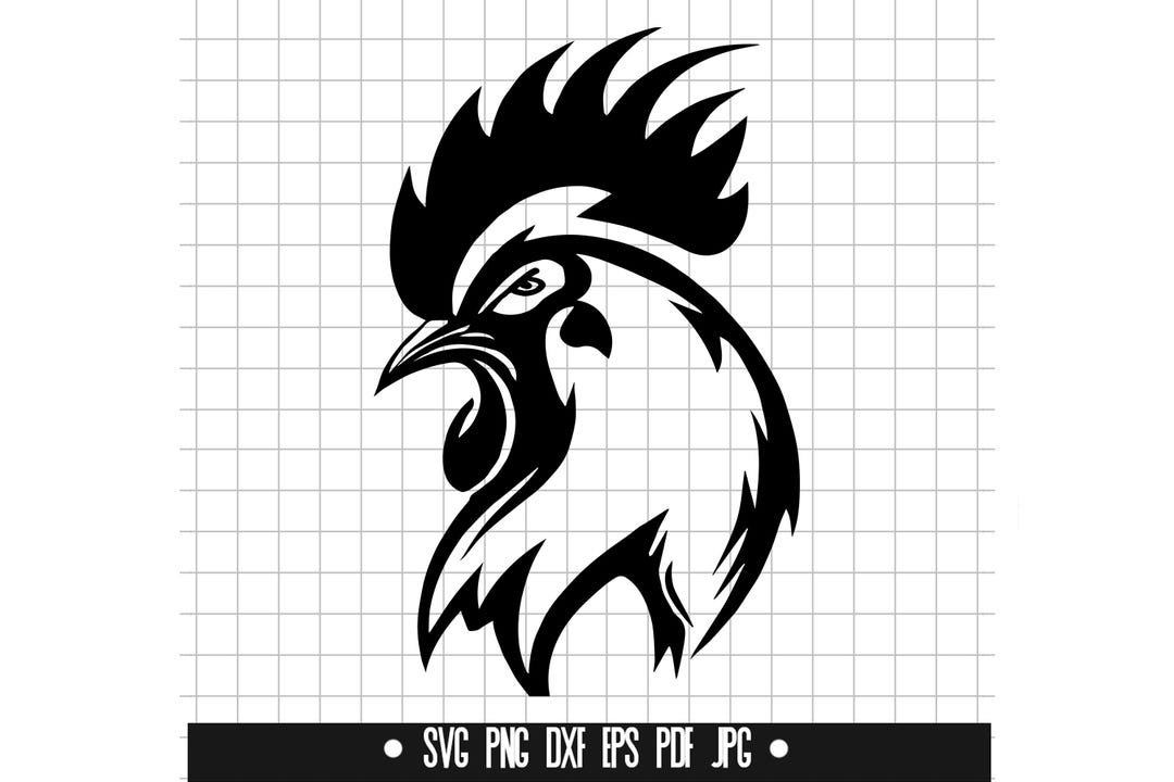 Rooster Head SVG, #6, Rooster Head Cut File, Rooster Head DXF, Rooster ...