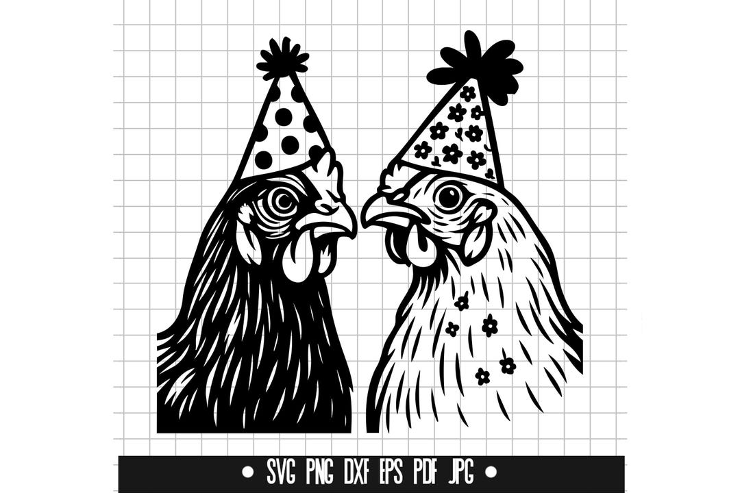 Party Chickens SVG, Chicken Party DXF, Funny Hen PNG, Chicken Cut File ...
