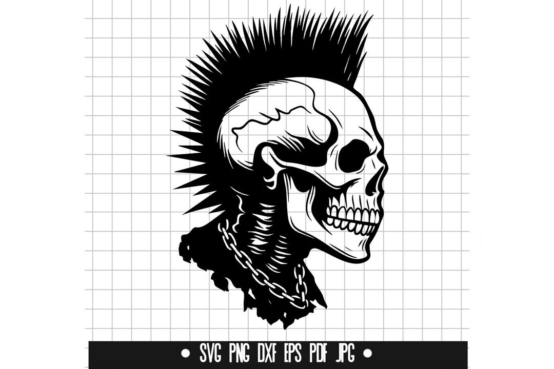 Punk Skull SVG, Punk Skull DXF, Punk Skull PNG, Punk Skull Cut File ...