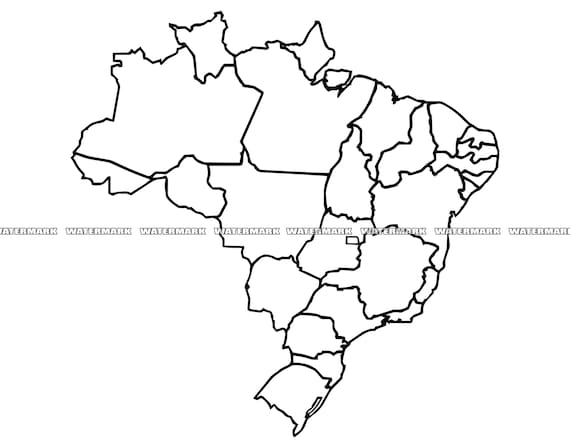 Brazil Map SVG Brazil Map Cut File Brazil Map DXF Brazil - Etsy
