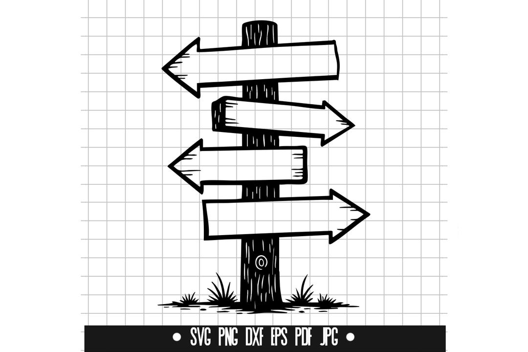 Signpost SVG, Direction Arrow DXF, Sign PNG, Road Sign Cut File ...