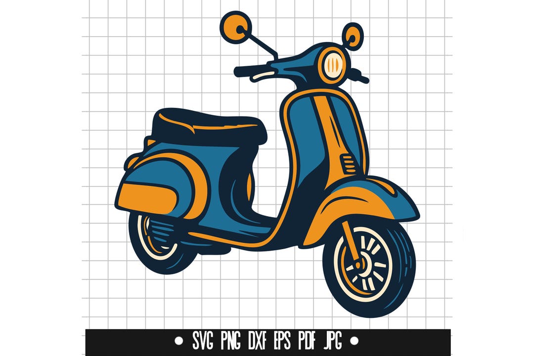 Scooter SVG, Retro Scooter PNG, Vintage Moped DXF, Scooter Eps, Scooter ...