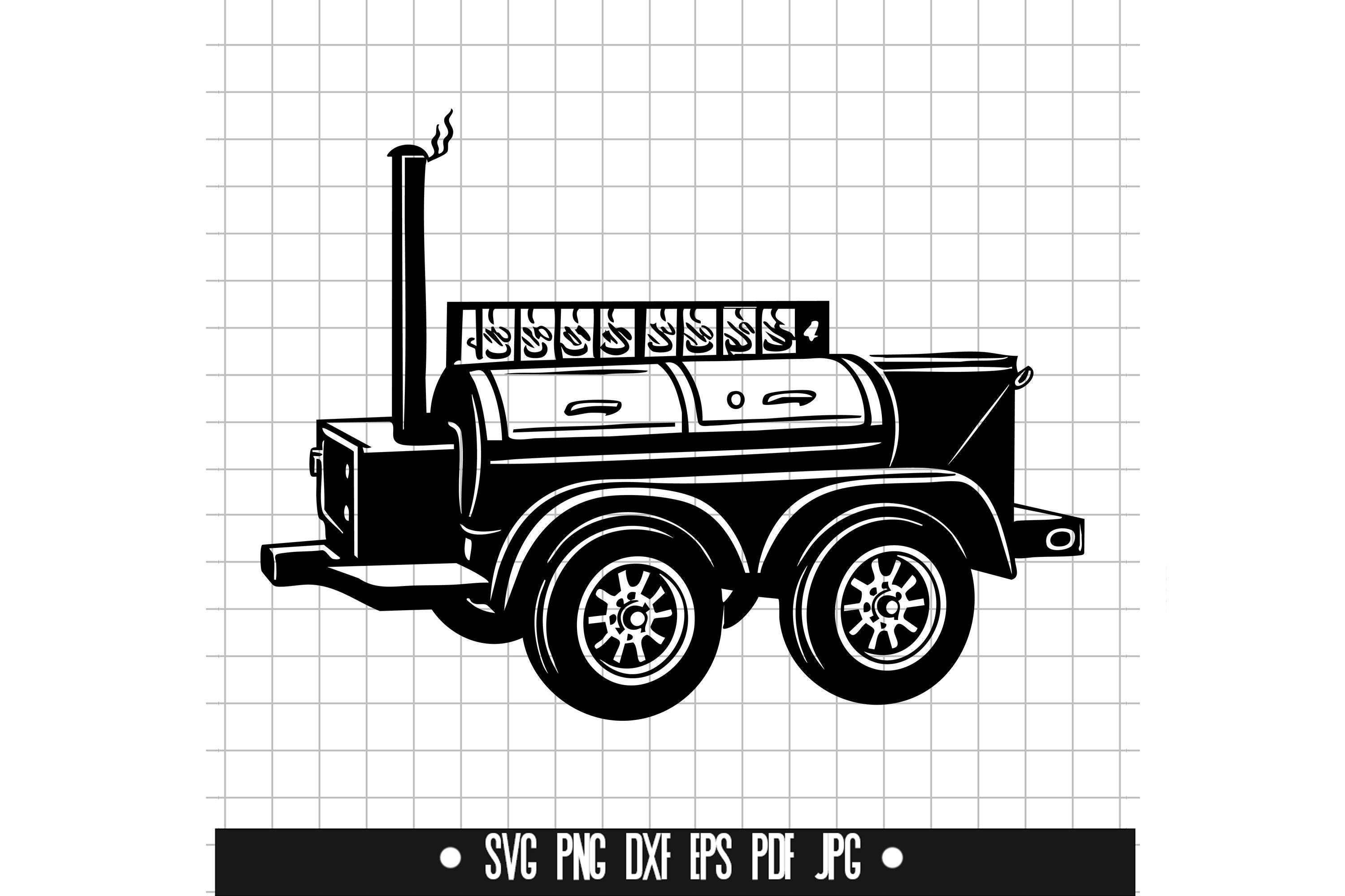 Bbq Smoker Trailer Svg, Mobile Barbecue Pit Clipart, Grill Smoker Cut ...