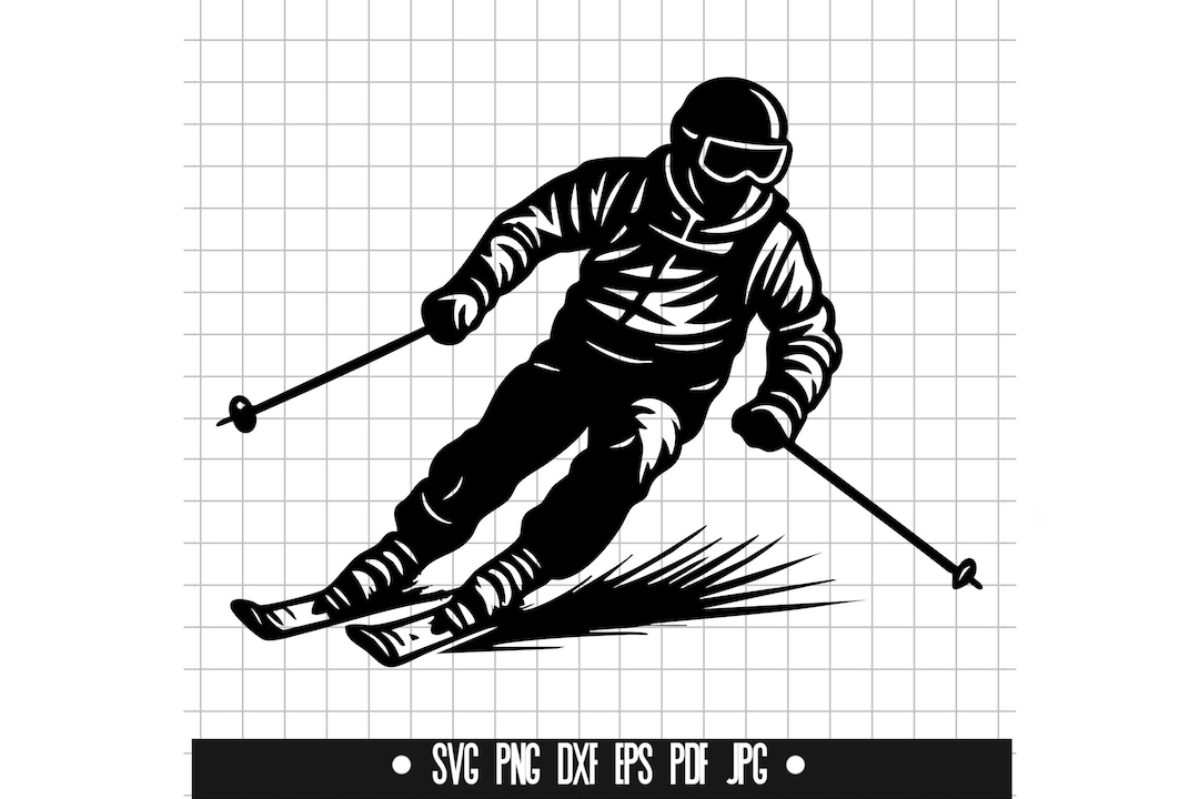 Skier SVG, Skier DXF, Skier PNG, Skier Cut File, Clipart, Digital File ...