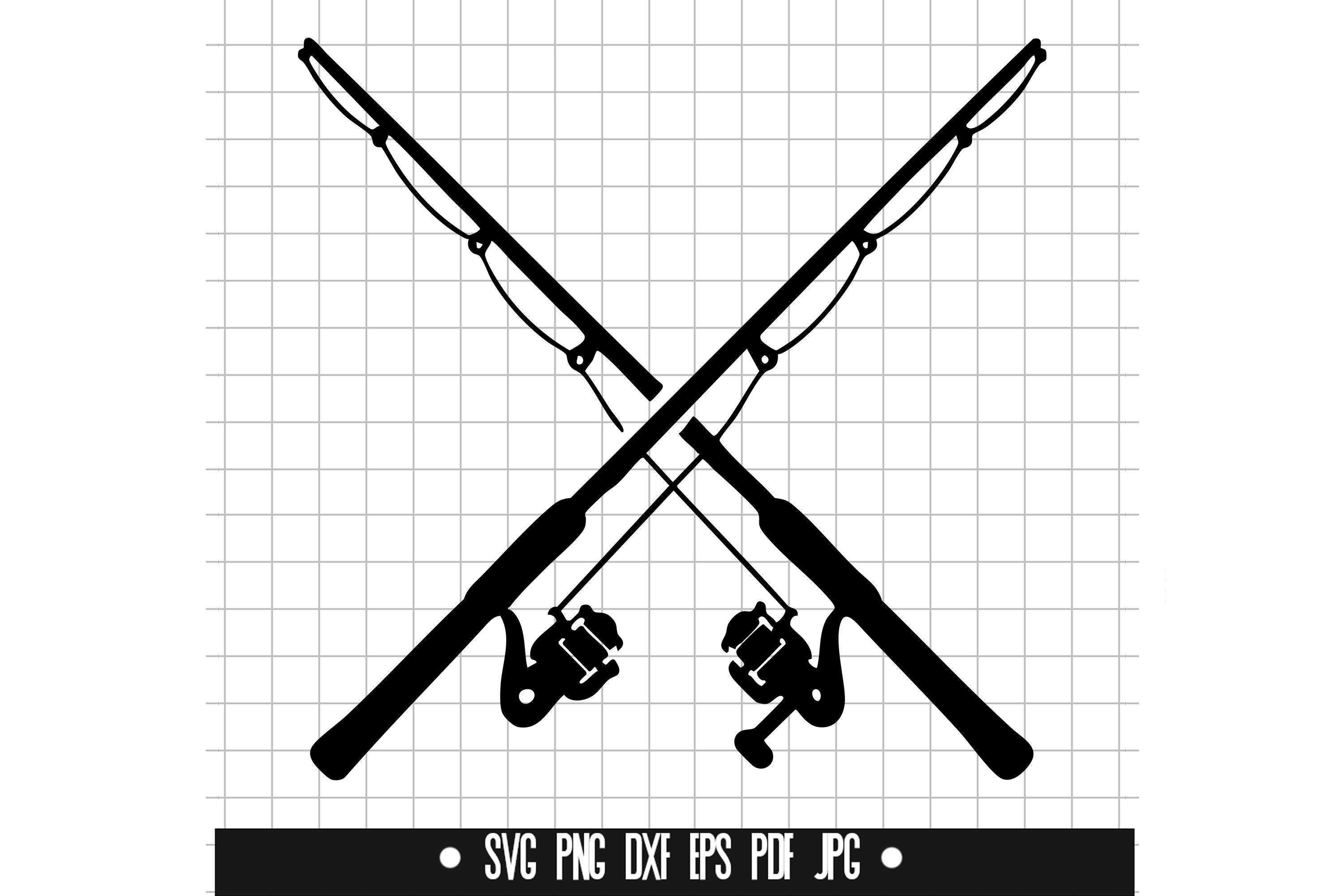 Fishing Rod Svg, Fishing Rod Clipart Svg, Crossed Rods Svg, Cricut ...