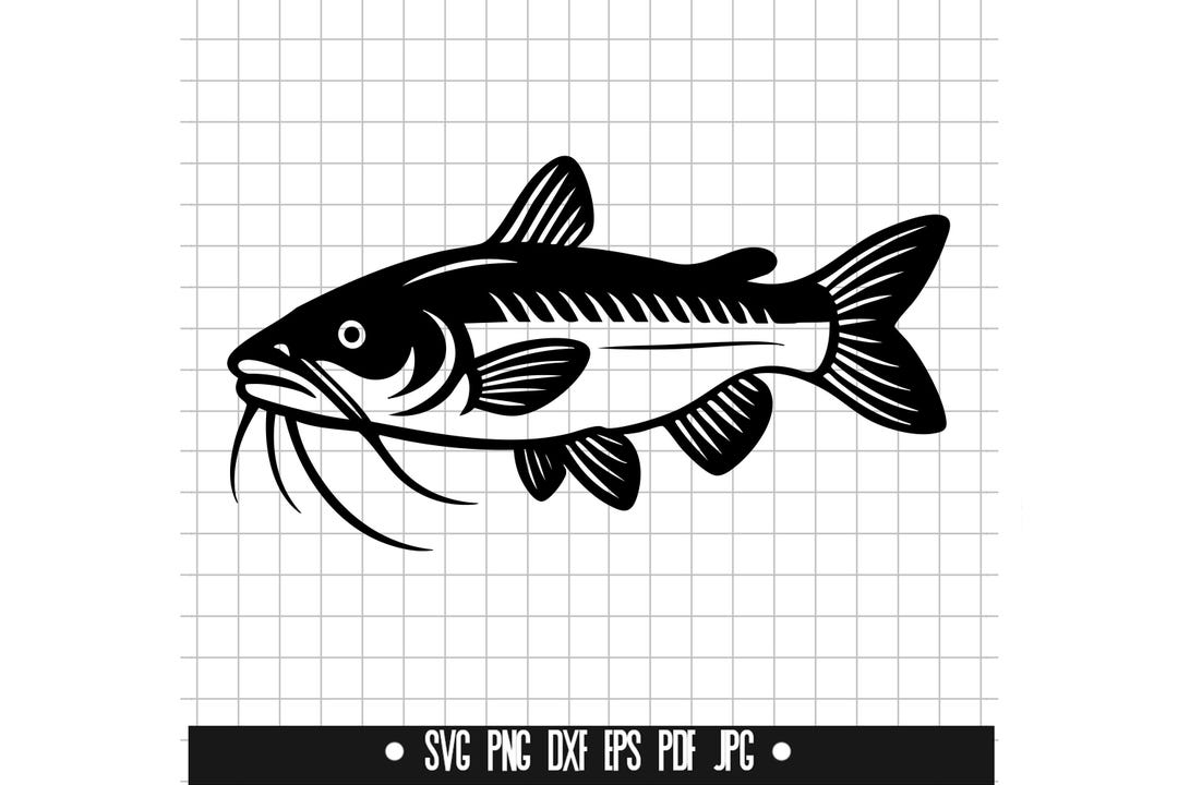 Catfish SVG, Catfish DXF, Catfish PNG, Catfish Cut File, Clipart ...