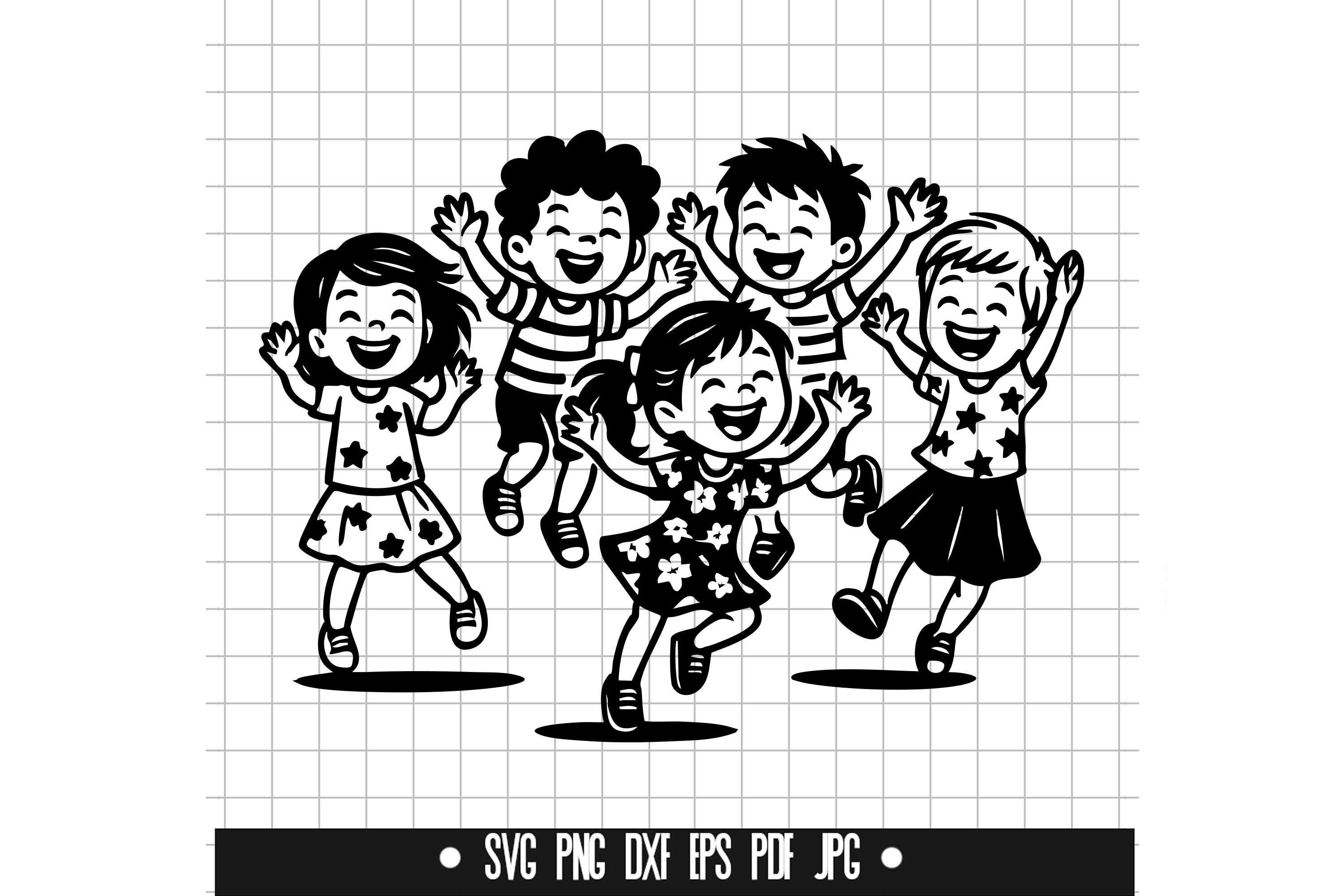 Jumping Kids SVG, Happy Children DXF, Fun Kids PNG, Kids Cut File ...