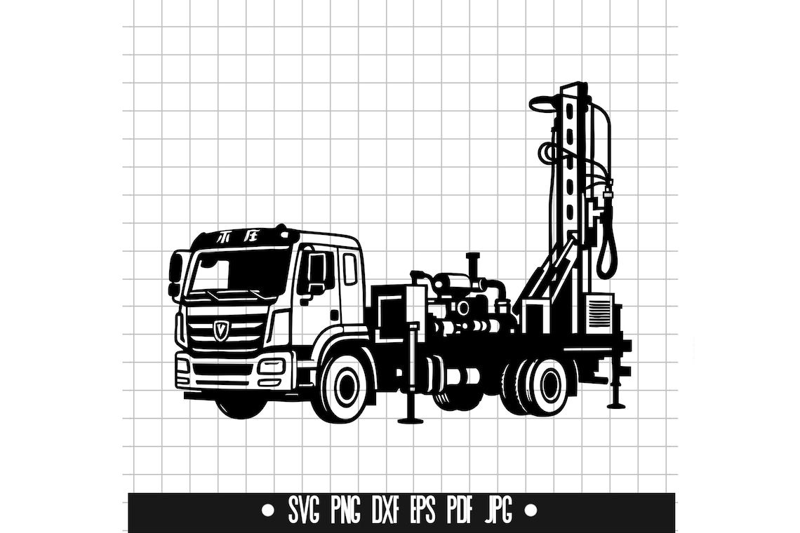 Drilling Truck Svg, Oil Truck Svg, Drilling Machine Svg, Drilling Rig ...