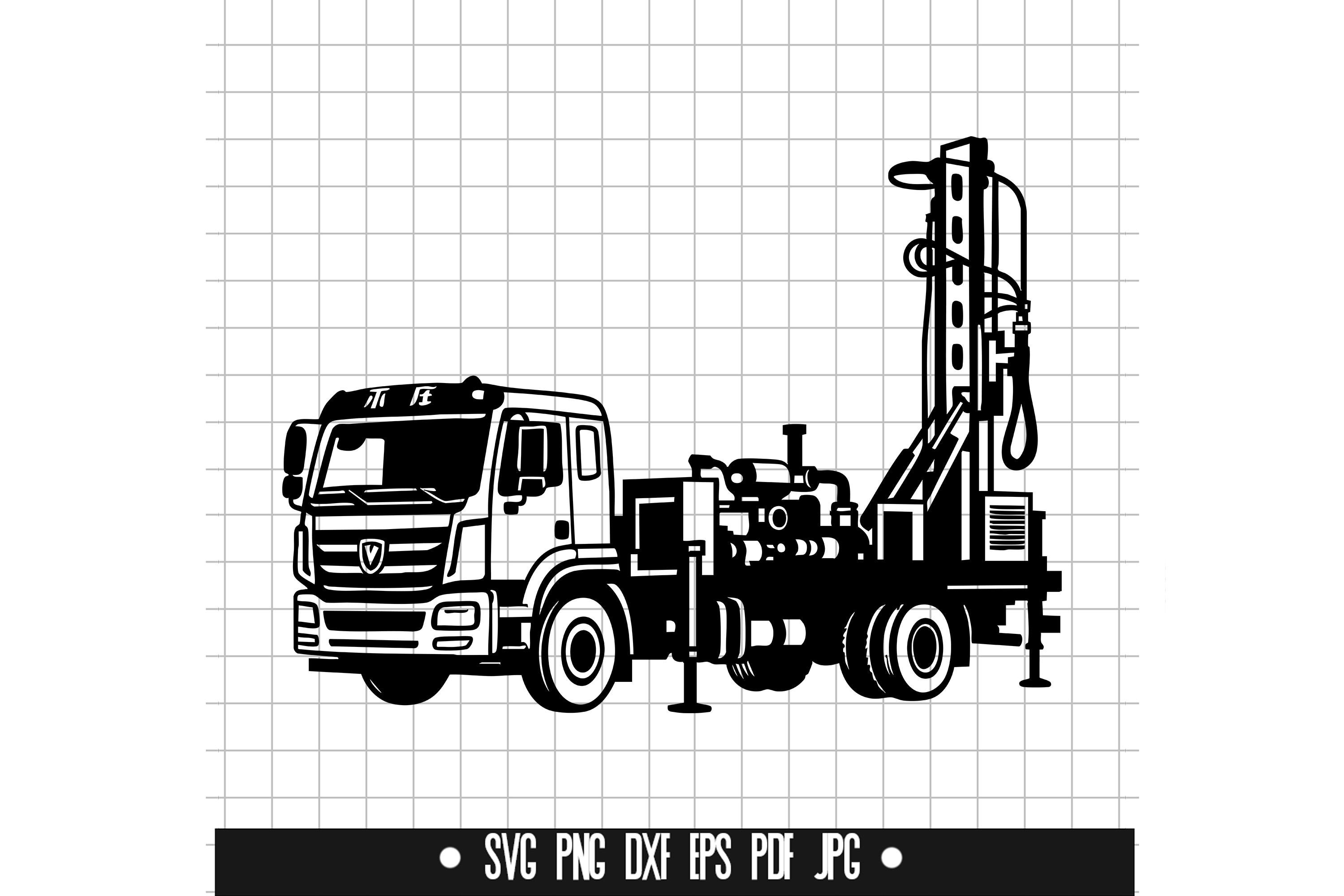 Drilling Truck Svg, Oil Truck Svg, Drilling Machine Svg, Drilling Rig ...