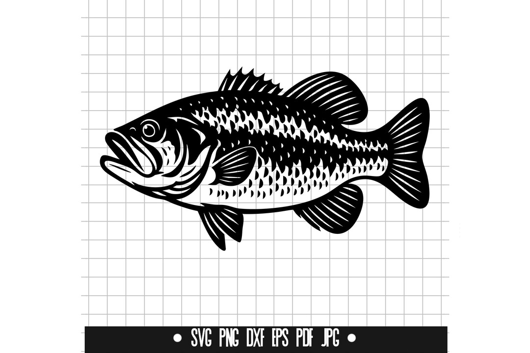 Largemouth Bass SVG, Bass DXF, Bass PNG, Bass Cut File, Clipart ...