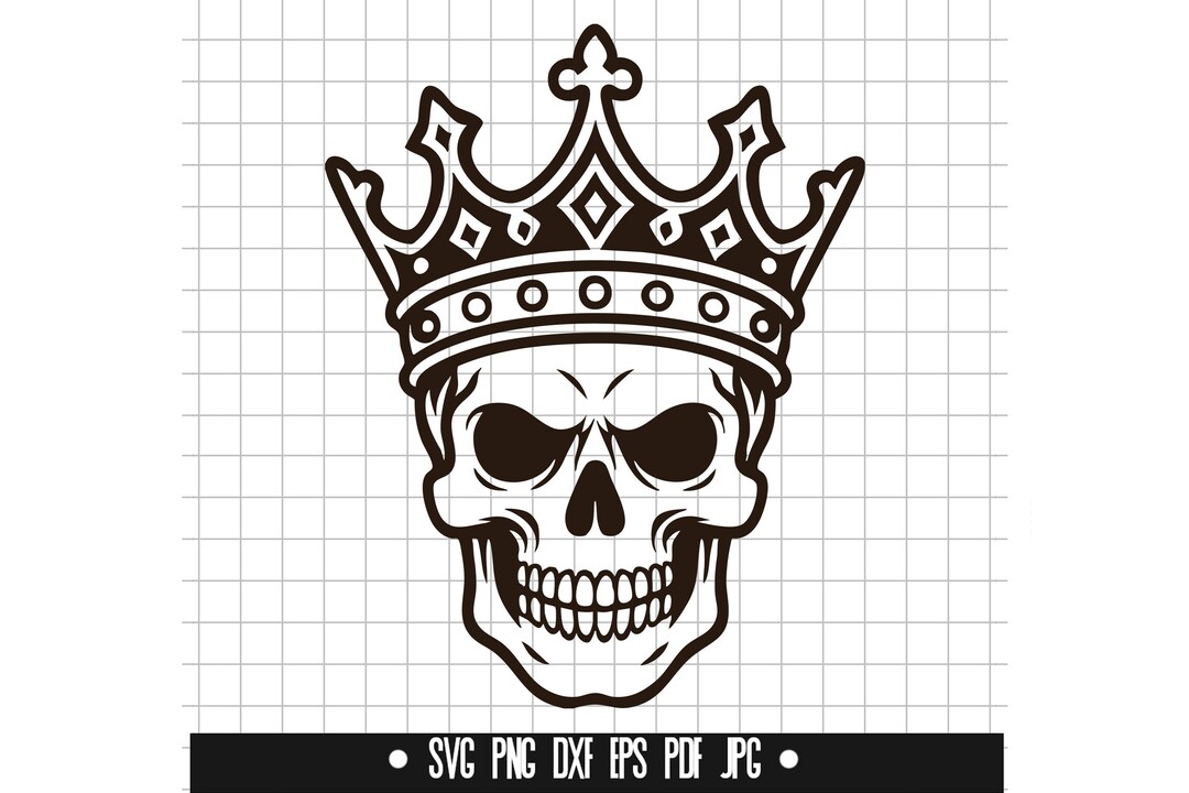 Skull With Crown SVG, Skull With Crown DXF, Skull With Crown PNG, Skull ...