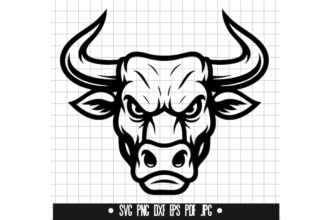 Bull Head Svg, Bull Clipart Svg, Angry Bull Svg, Taurus Svg, Horned ...