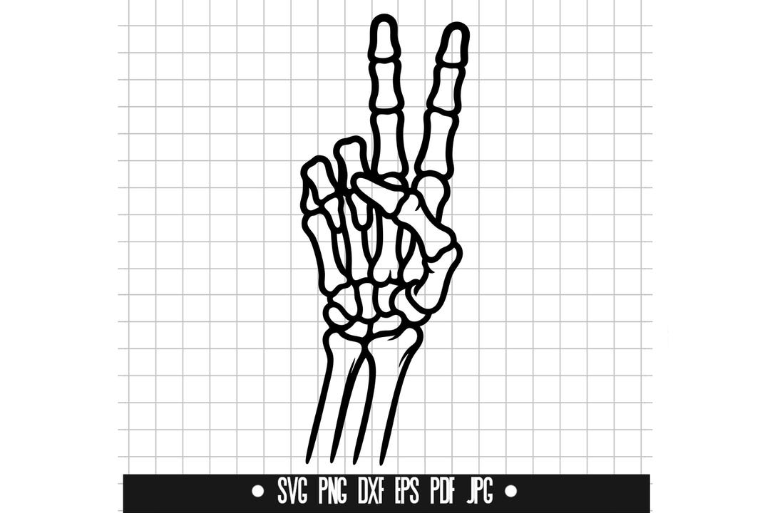 Skeleton Hand Peace Sign SVG, Peace Bones Clipart, Skull Hand DXF ...