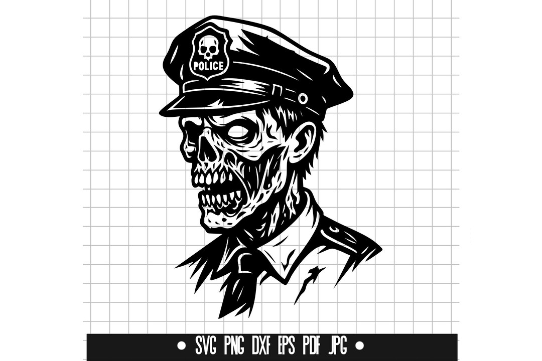 Zombie Police SVG, Zombie Cop DXF, Skeleton Officer PNG, Cut File ...