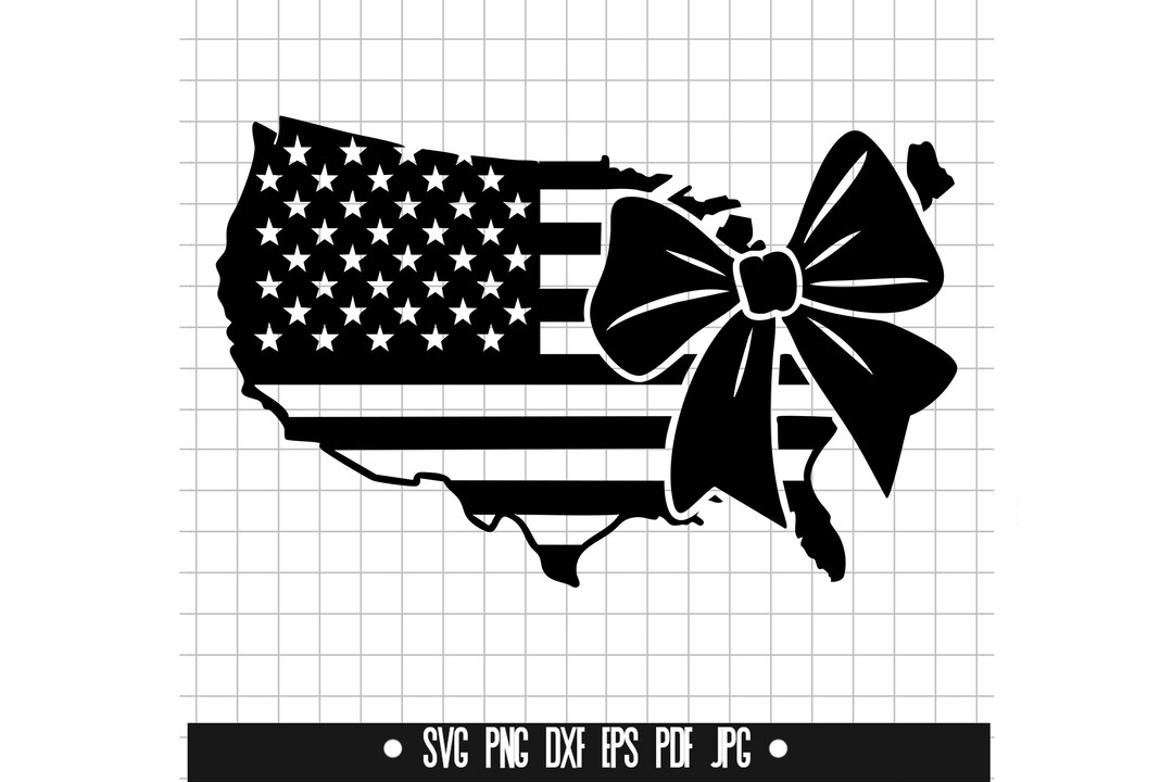 USA Map Flag Svg, American Flag Bow Svg, Patriotic USA Svg, 4th of July ...