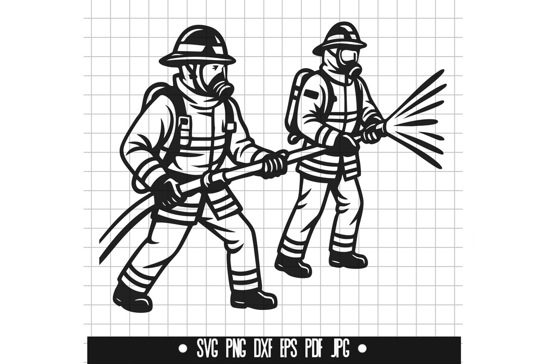 Firefighter SVG, Fireman DXF, Fire Hose PNG, Rescue Cut File, Clipart ...