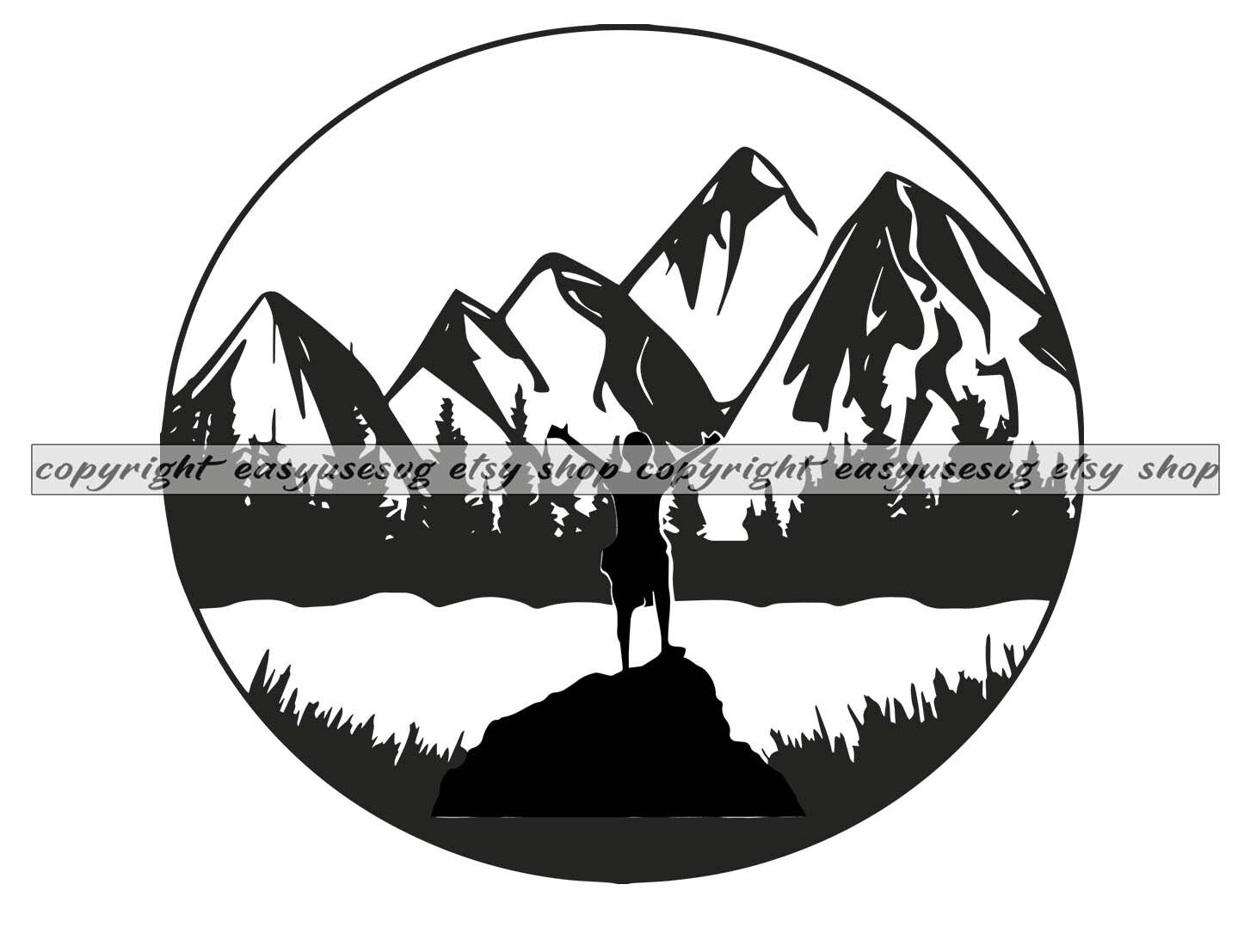 Mountain Scene Hiker SVG Hiking SVG / Hiker SVG / Hiking - Etsy