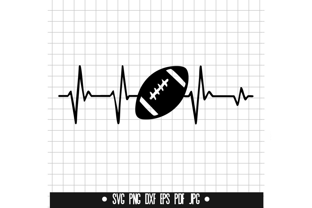 Football Heartbeat Svg, Football Heartbeat Cut File, Clipart, Digital ...