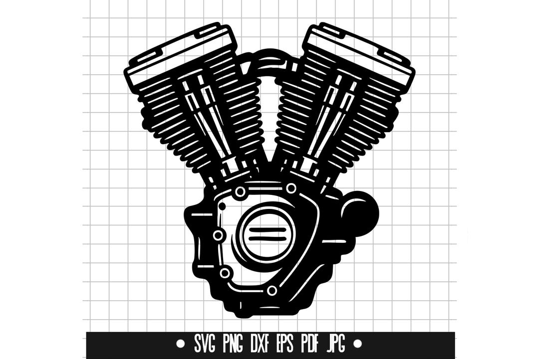 Motorcycle Engine SVG, V Twin DXF, Motorbike Engine PNG, Engine Cut ...