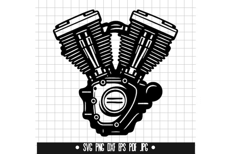 Motorcycle Engine SVG, V Twin DXF, Motorbike Engine PNG, Engine Cut ...