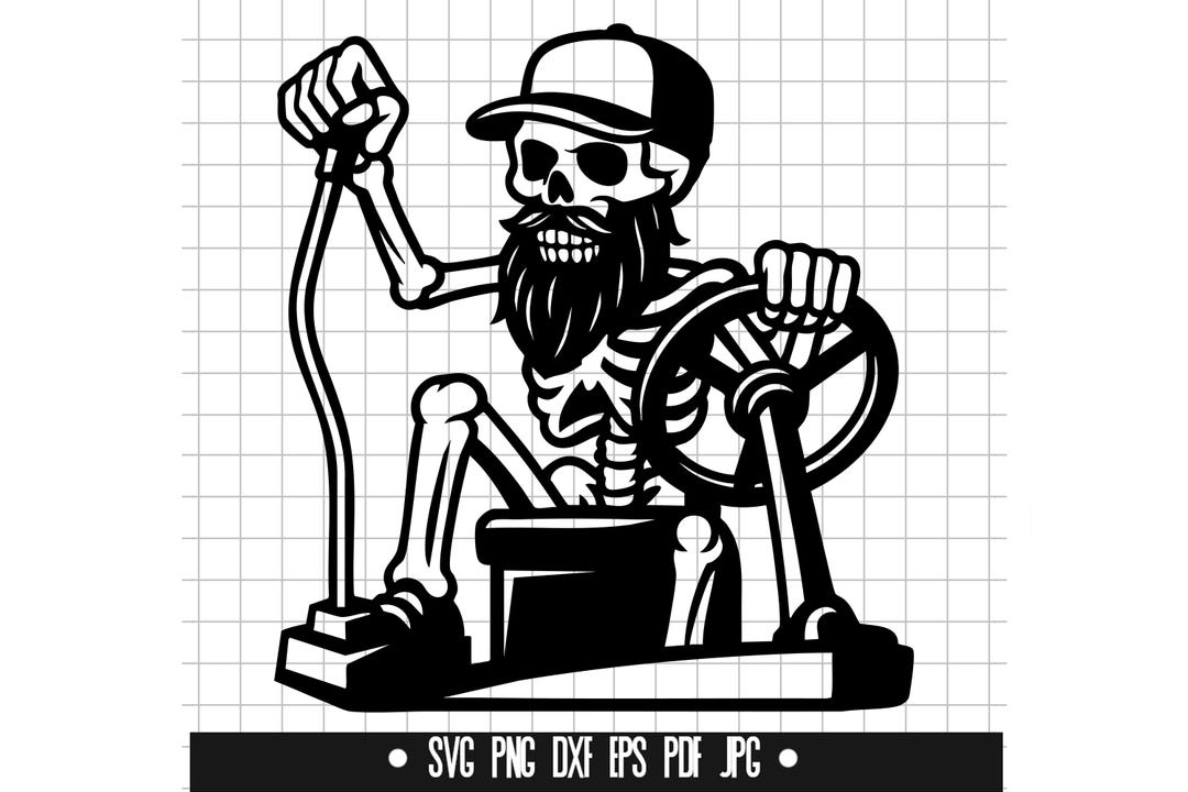 Bearded Skeleton Truck Driver SVG, Bearded Skeleton Driver DXF, Bearded ...