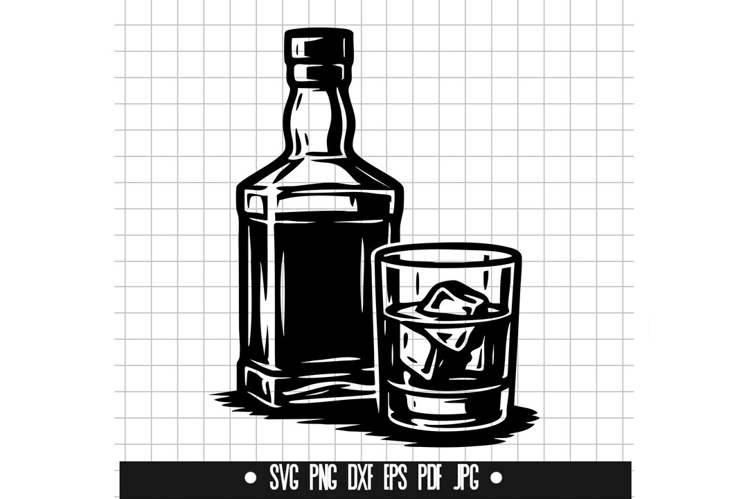 Whiskey SVG, Liquor Bottle PNG, Whiskey Glass DXF, Alcohol Clipart, Bar ...