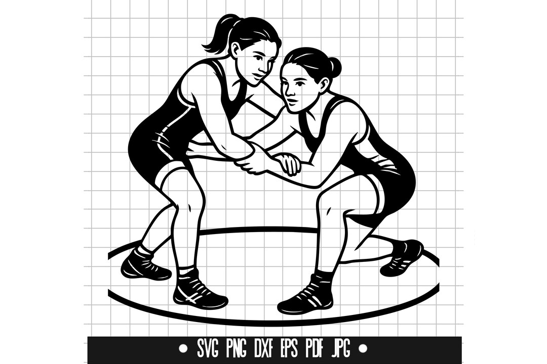 Female Wrestlers SVG, Women Wrestling DXF, PNG Cut File, Clipart ...