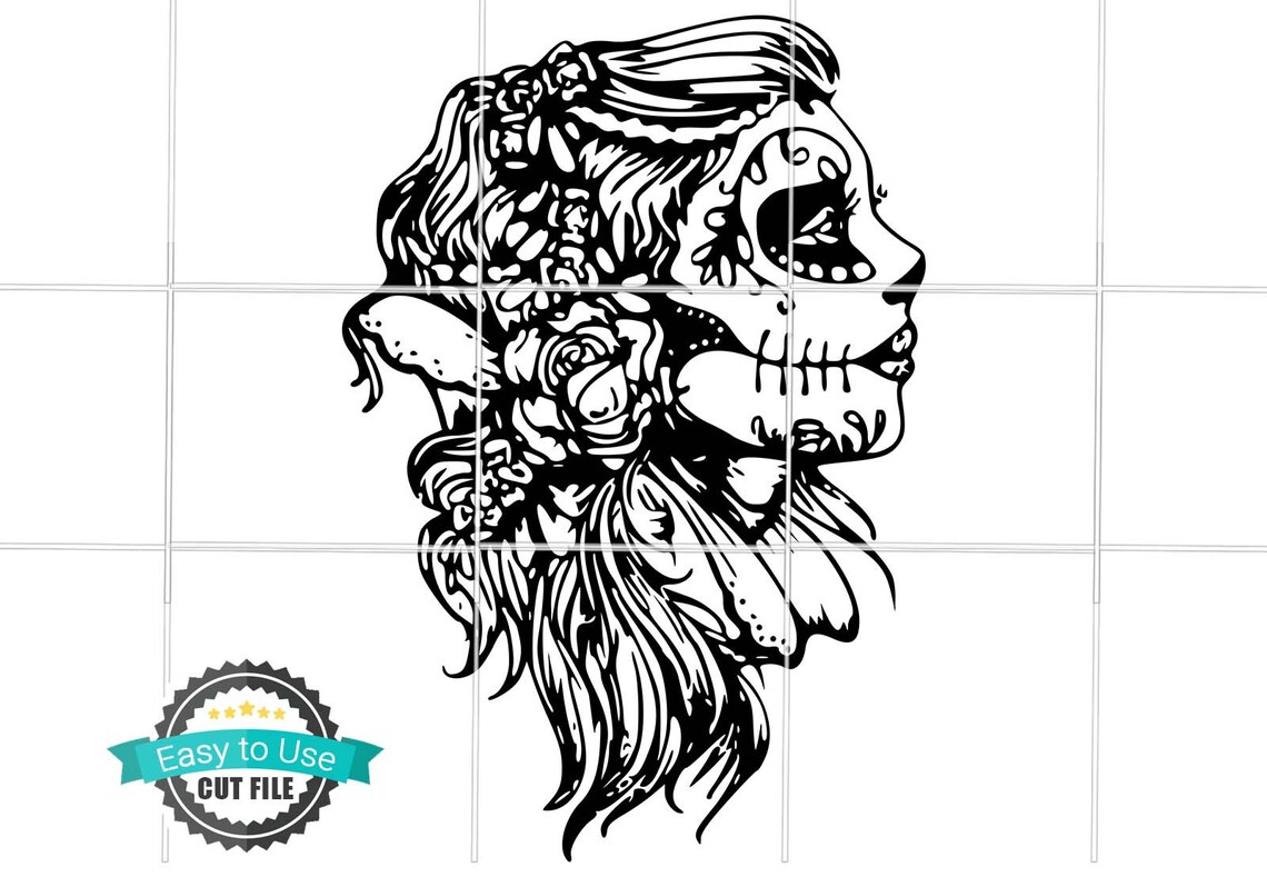 Girl Skull SVG Sugar Skull SVG Cut File and Clipart for | Etsy