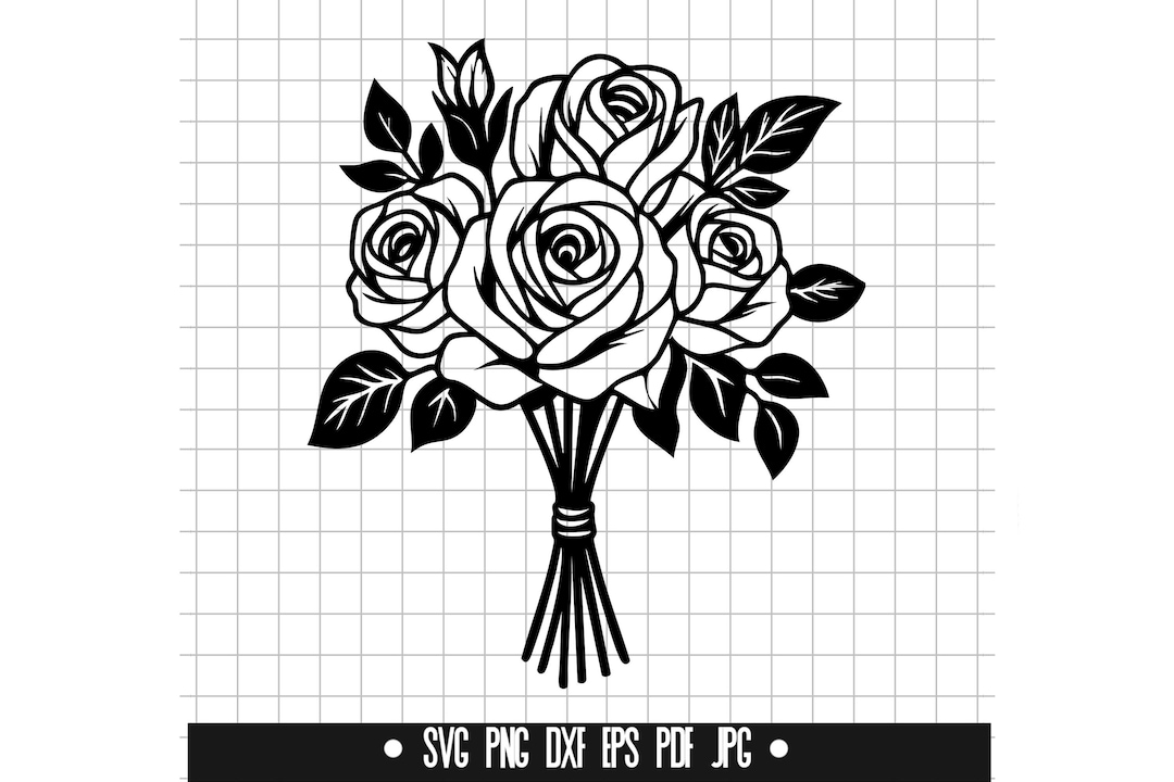 Rose Bouquet SVG, Floral DXF, Roses PNG, Flower Cut File, Clipart ...