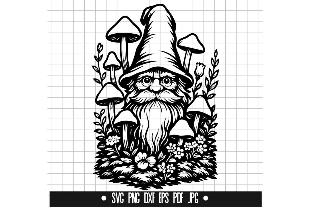 Gnome SVG, Forest Gnome DXF, PNG Cut File, Clipart, Svg File, Digital ...