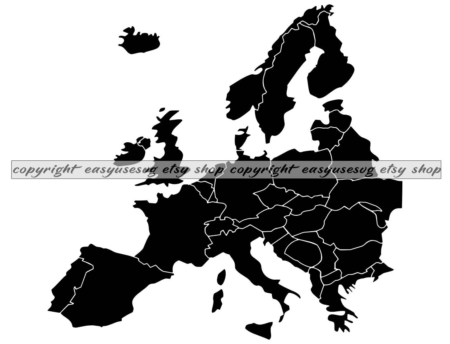Map of Europe SVG Map of Europe DXF Map of Europe PNG Map - Etsy Israel