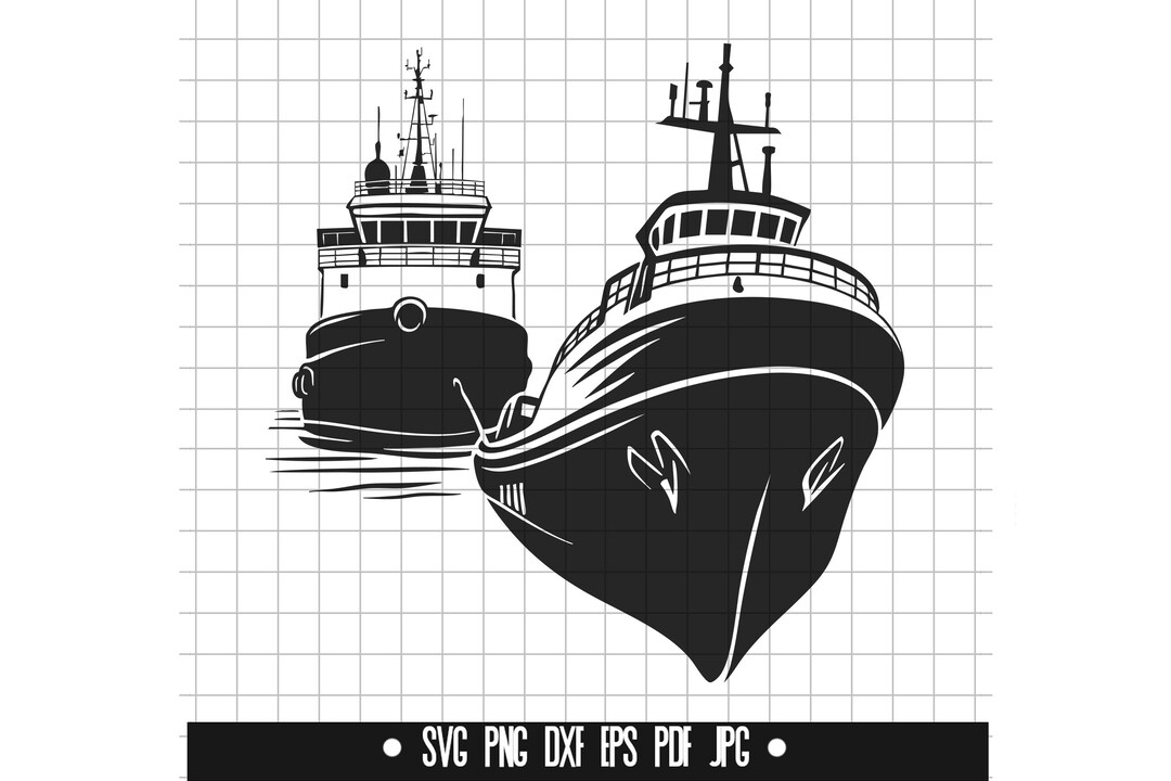 Tugboat SVG, Ship Tow DXF, Tug PNG, Boat Cut File, Clipart, Digital ...