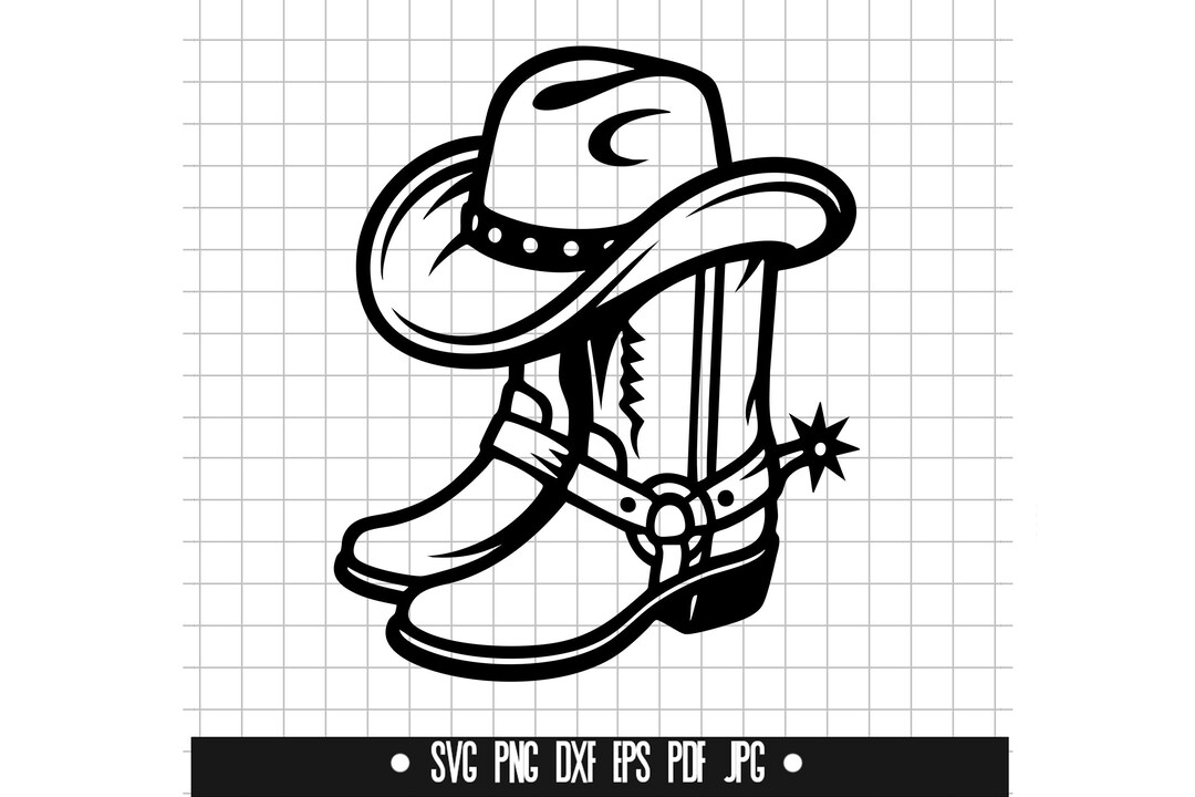 Cowboy Boots SVG, Western Hat DXF, Spurs Boots PNG, Cowboy Cut File ...