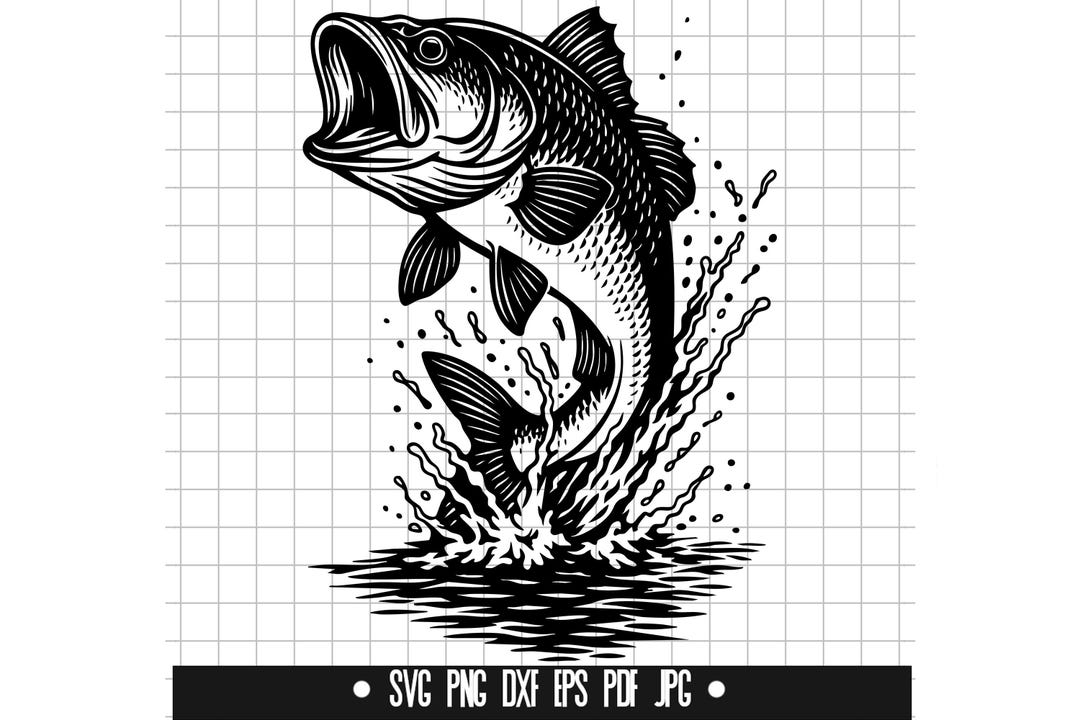 Jumping Bass SVG, Jumping Bass DXF, Jumping Bass PNG, Jumping Bass Cut ...