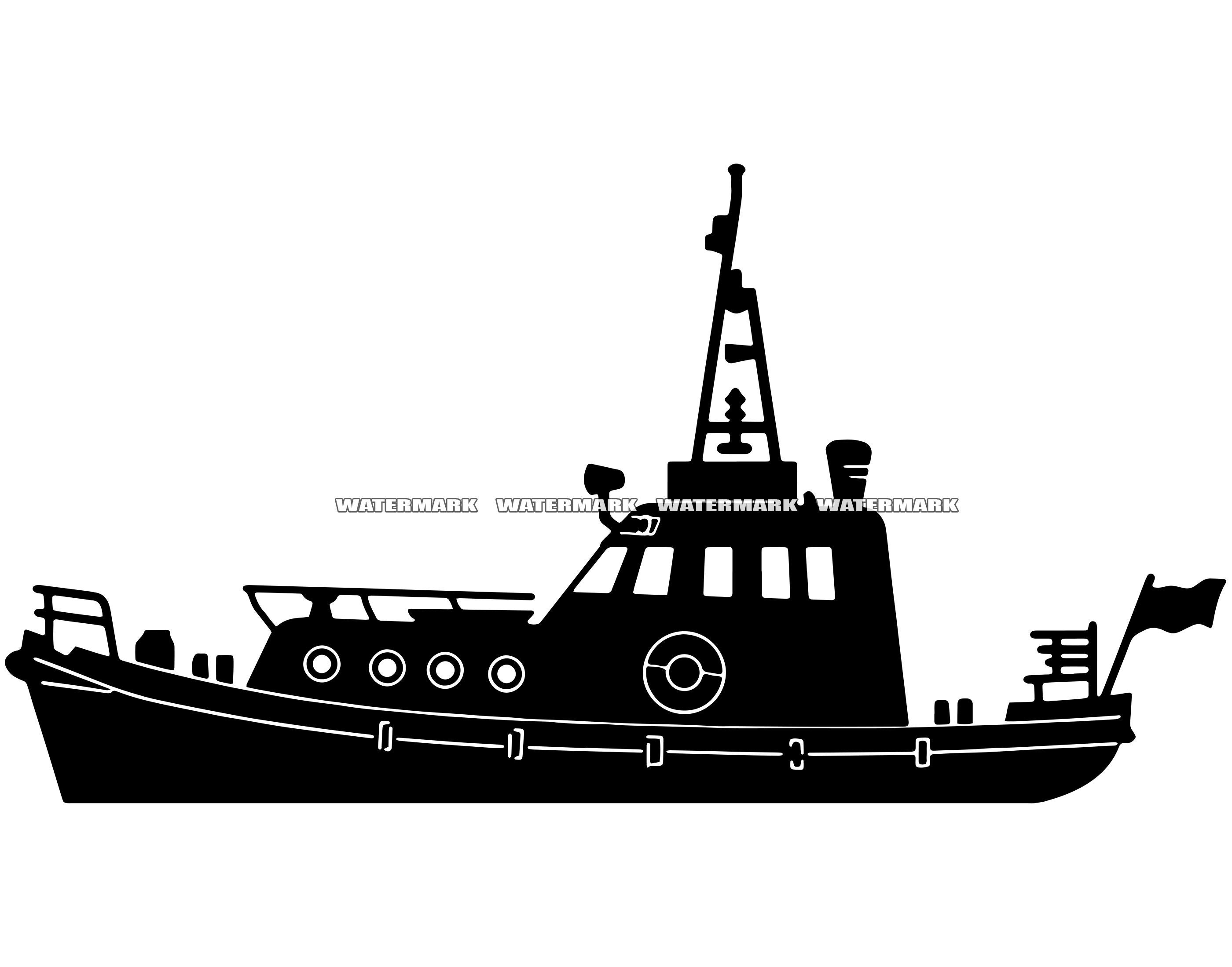 Tugboat SVG 3 Tugboat DXF, Tugboat PNG, Tugboat Clipart, Tugboat ...