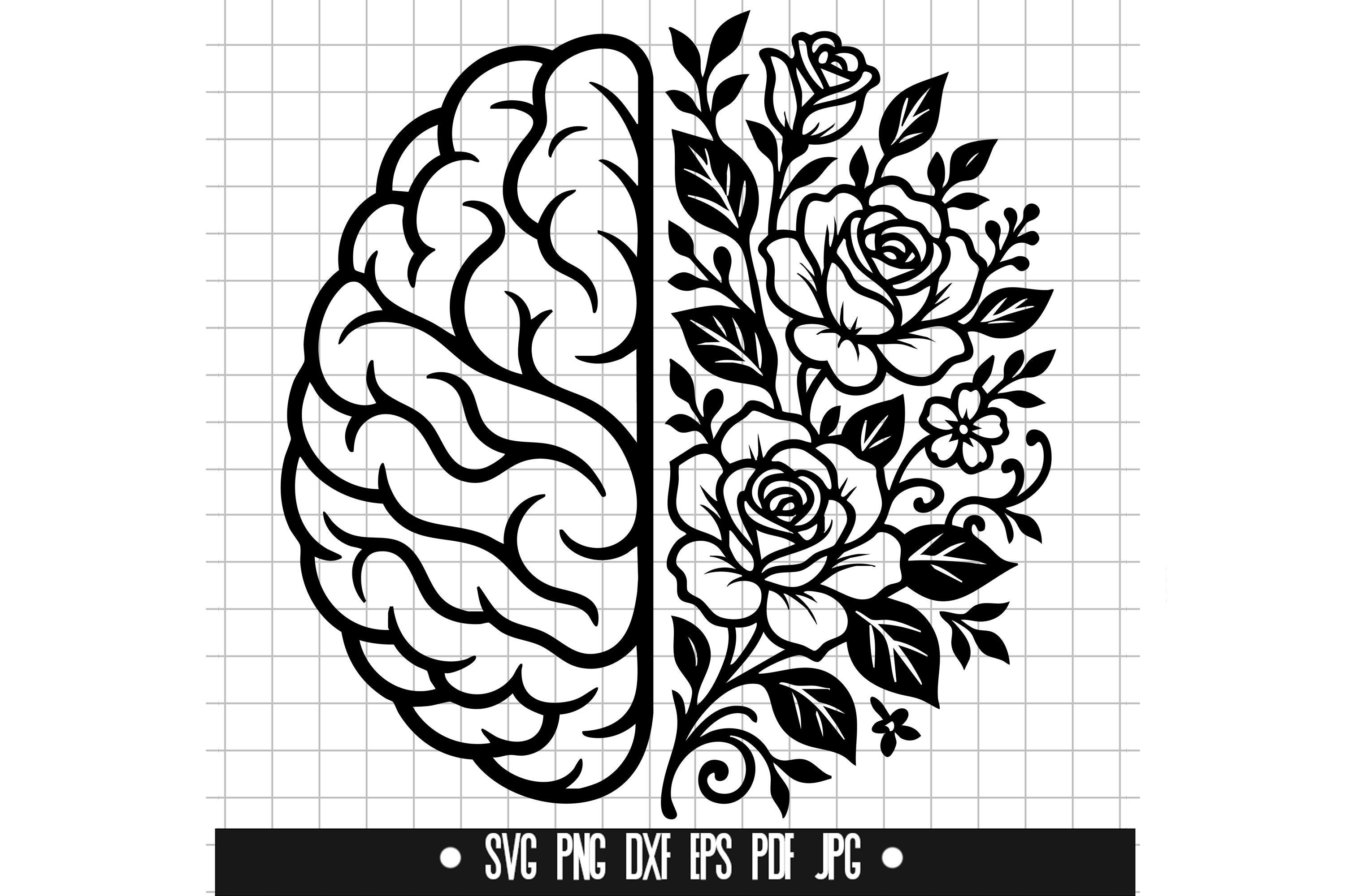 Brain Flowers Svg, Brain Split Svg, Brain Floral Svg, Mind Svg, Brain ...