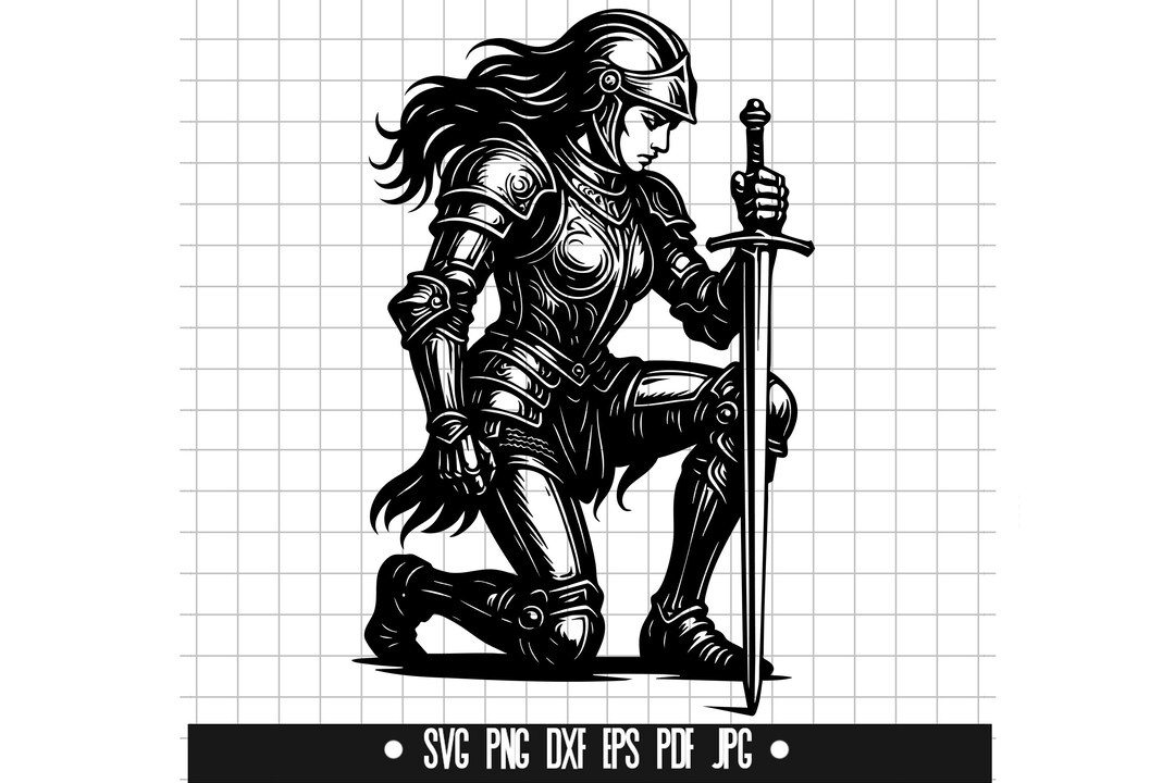 Female Knight Svg, Warrior Woman Svg, Sword Lady Svg, Knight Clipart ...
