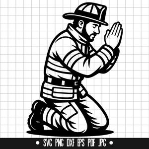 Praying Firefighter SVG, Fireman Prayer DXF, Firefighter PNG ...