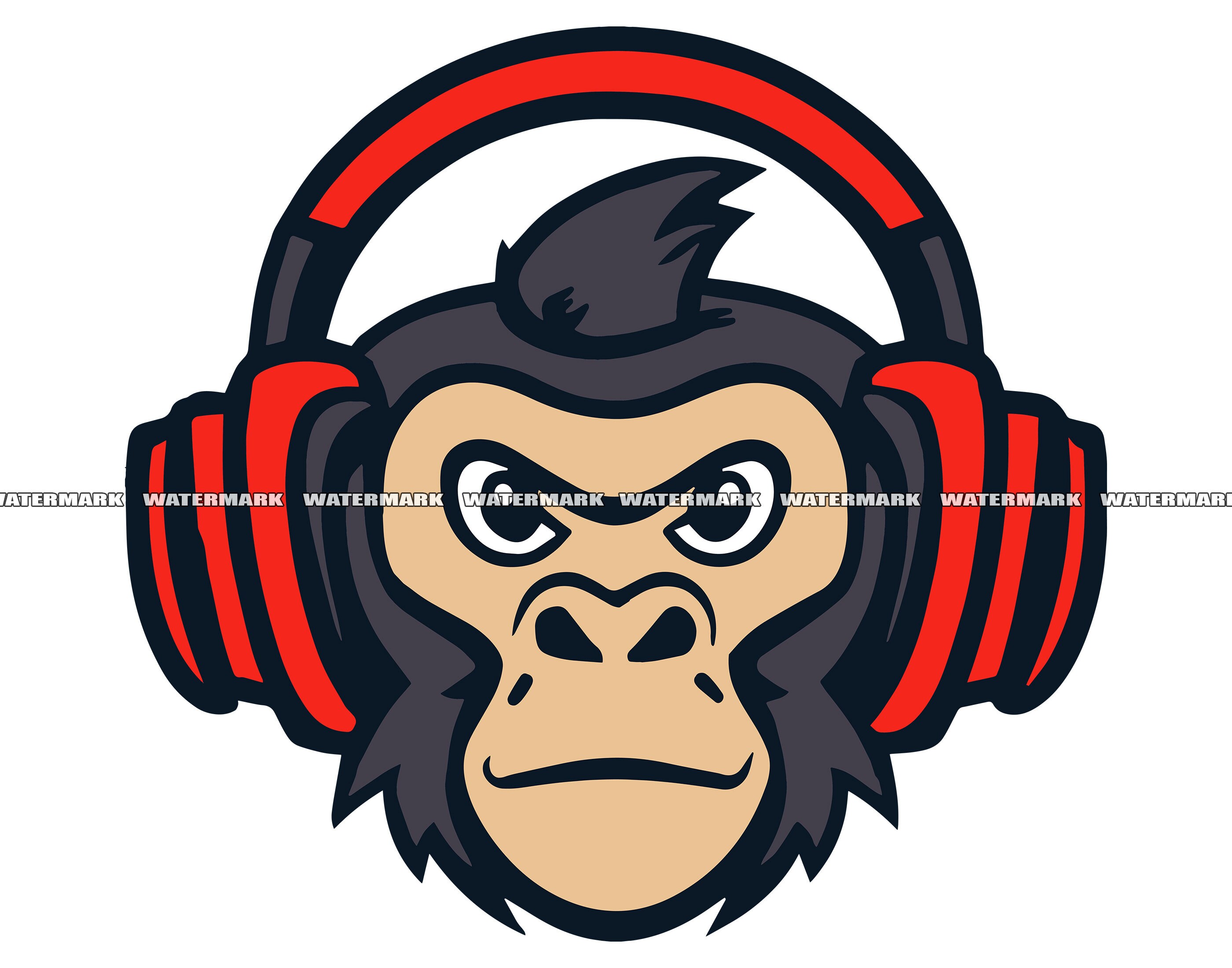 Cartoon Monkey With Headphones