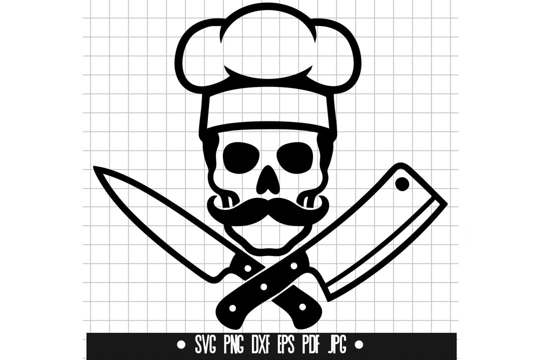 Chef Skull Svg, Kitchen Skull Svg, Cooking Skull Svg, Crossed Knives ...