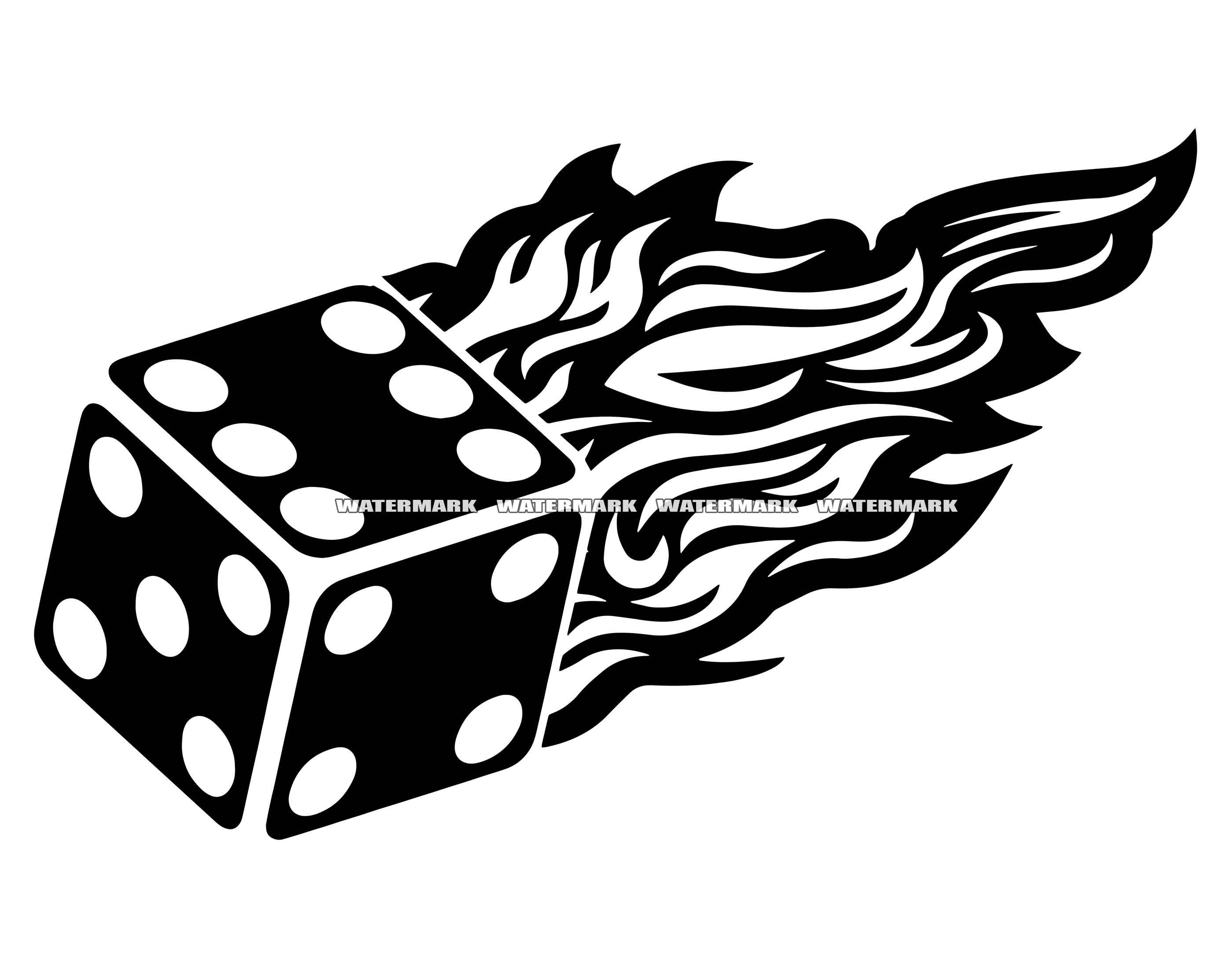 Drawings Of Flaming Dice