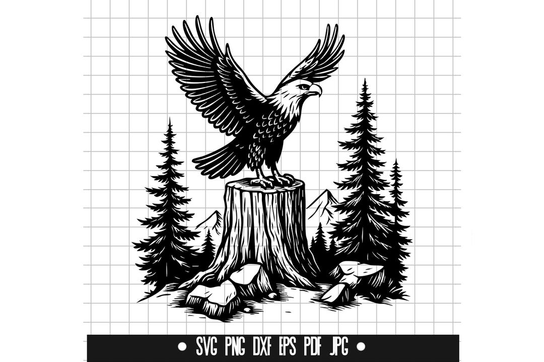 Eagle Svg, Bald Eagle Svg, Eagle Clipart Svg, Eagle Tree Stump Svg ...