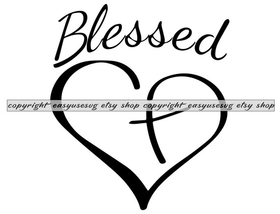 Blessed Heart Cross SVG DXF Png Clipart Silhouette Cut File | Etsy Canada