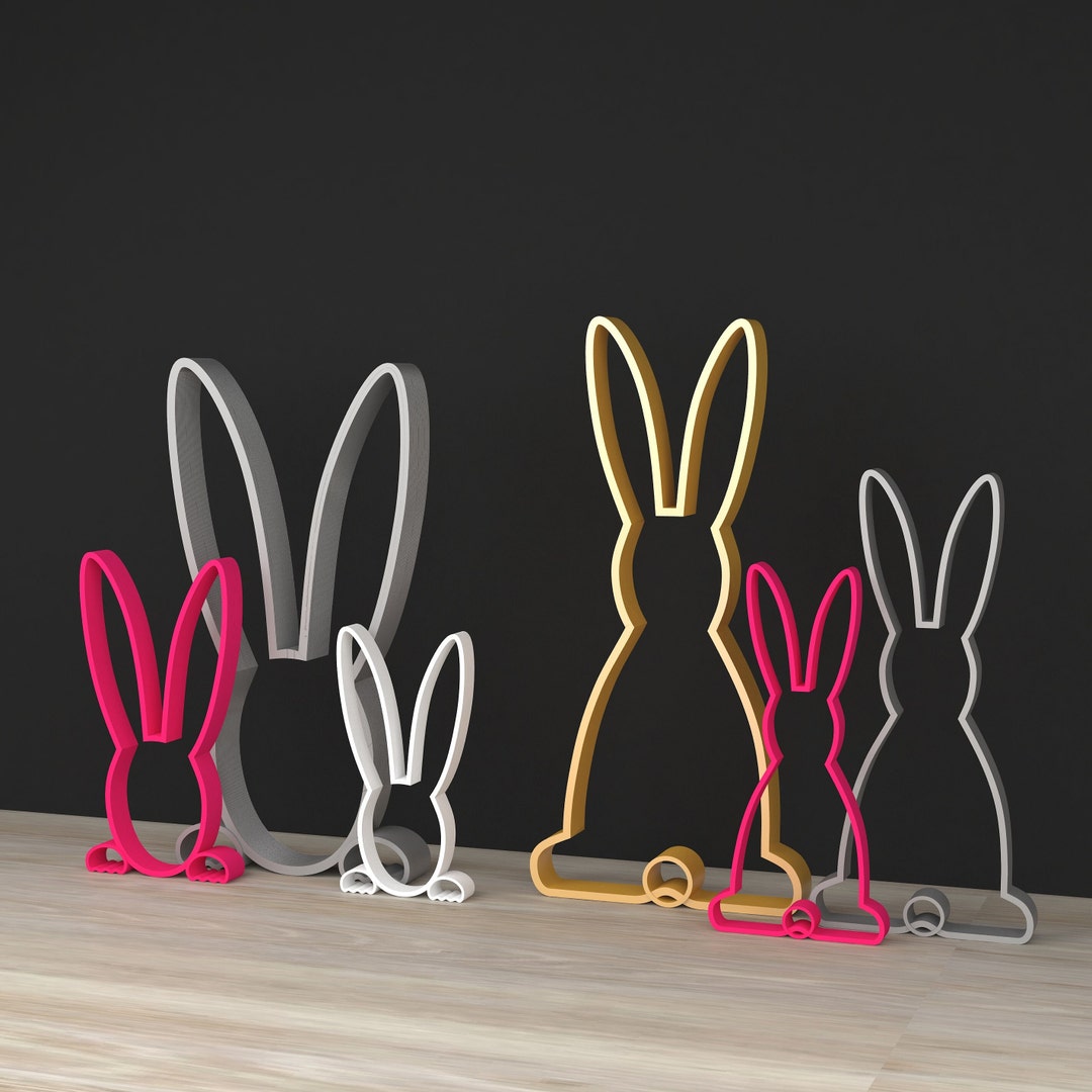 3D Line Art Bunny, Free Standing or Wall Mounted Decoration, Light ...