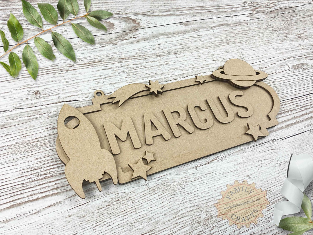 Personalised Childrens Room Door Sign, Space Themed, Name Sign, Door ...