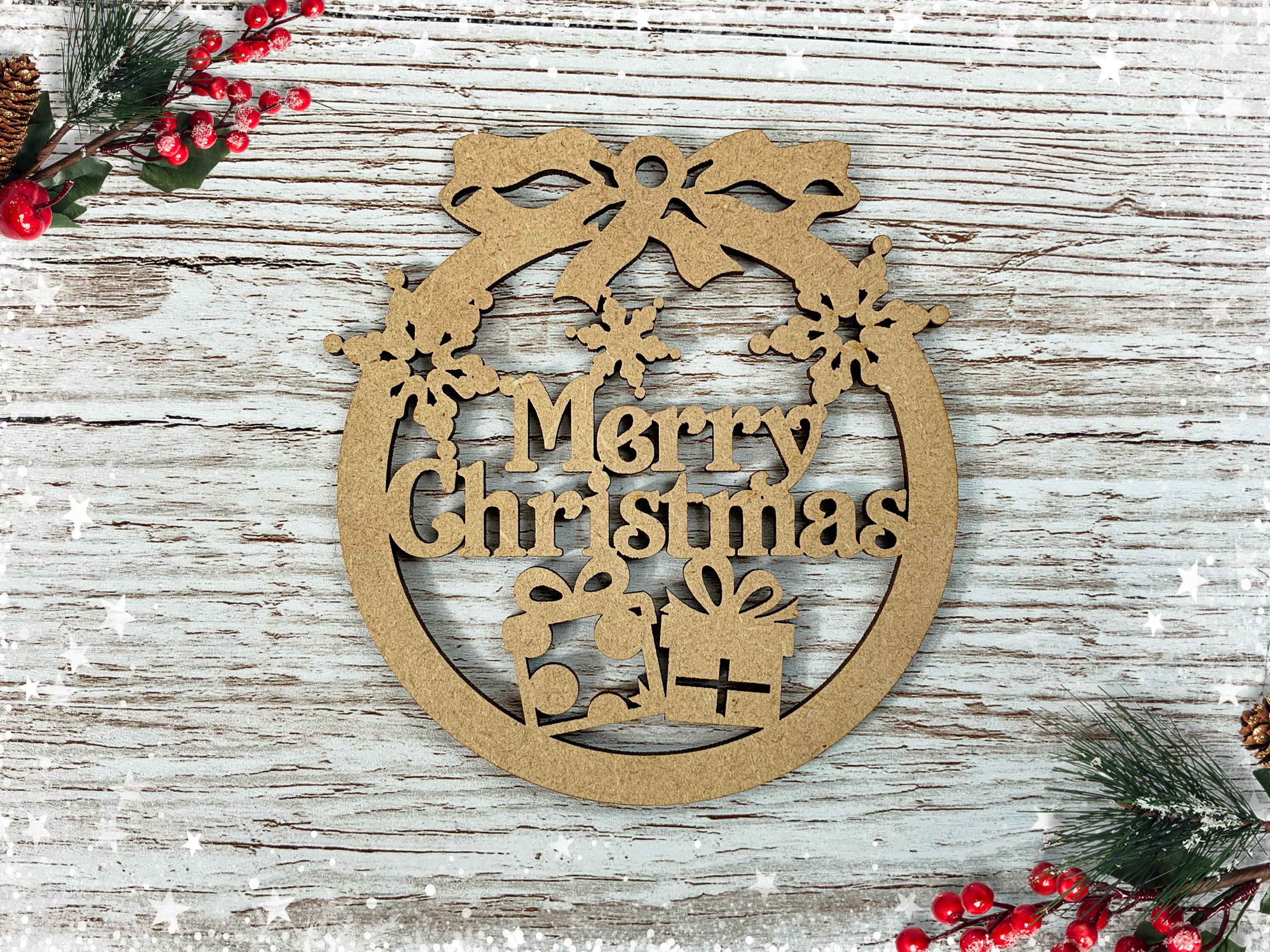 MDF Christmas Bauble Merry Christmas Bauble Bauble Craft | Etsy