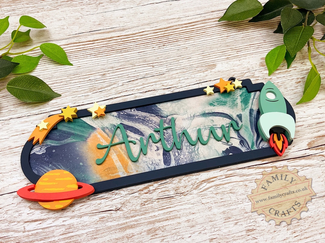 Personalised Space Themed Door Sign, Boy's Name Sign, Door Plaque ...
