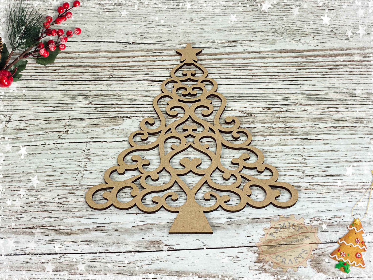 MDF Christmas Tree Shape Curly Christmas Tree Decoration - Etsy UK